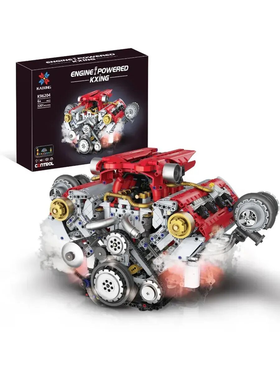 Конструктор 3D модель, Спортивный Двигатель V8 Твин турбо