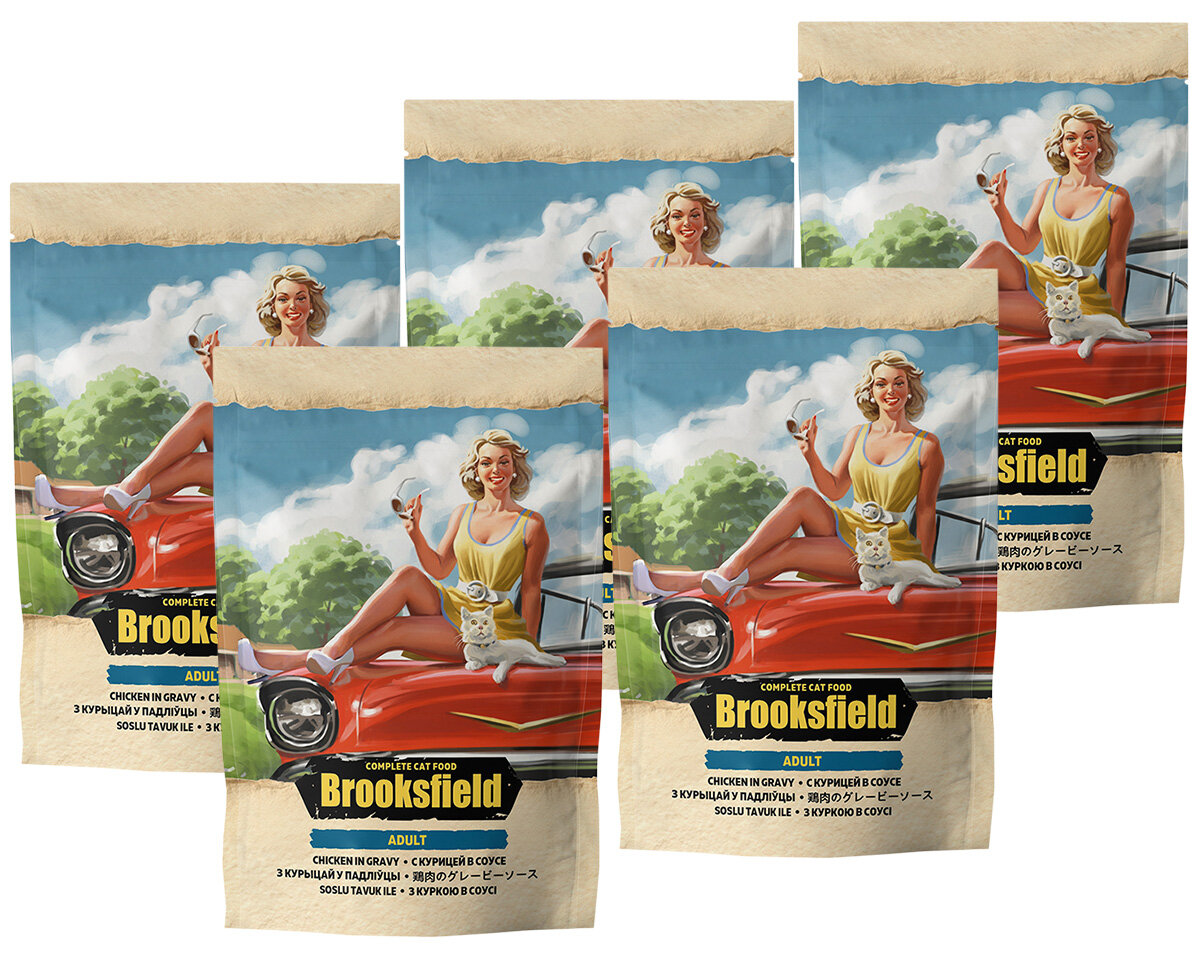 Корм влажный Brooksfield Cat Adult для взрослых кошек, курица, 85 г х 5 шт