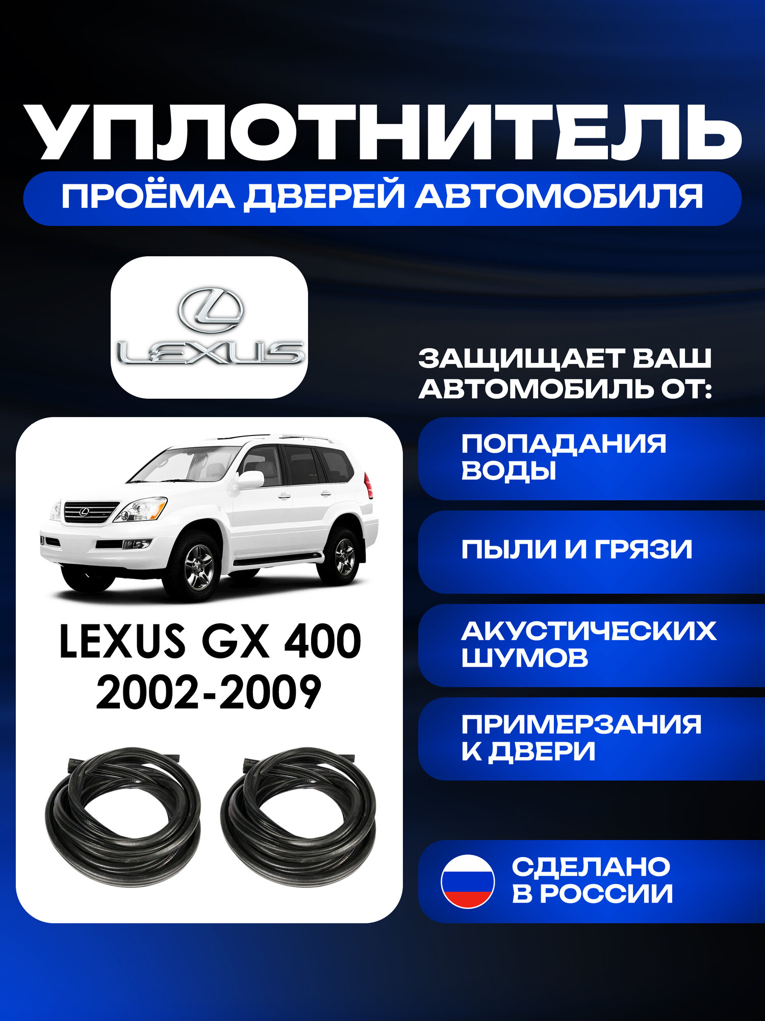 Уплотнитель (резинка) проёма передней двери (2 ШТ.) Lexus GX 400 I (2002-2009) / Лексус GX 400 1 поколение