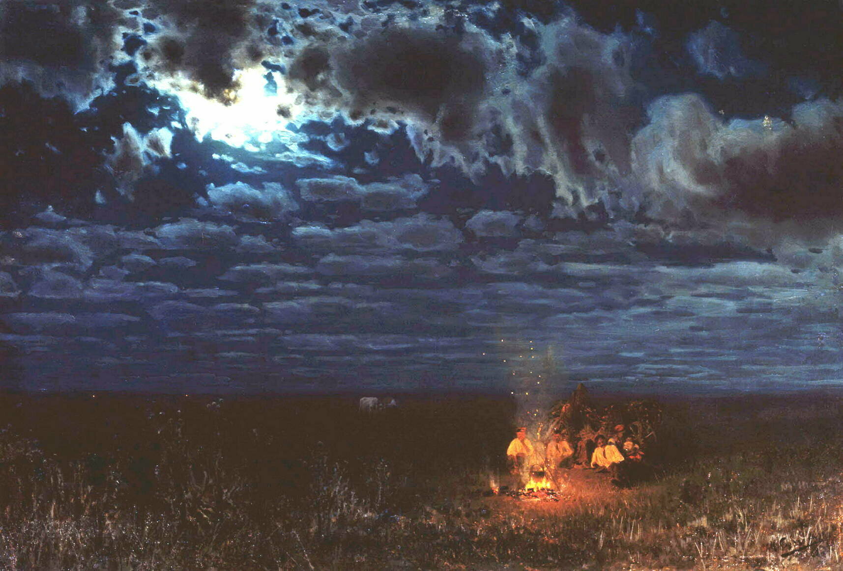 Картина Сергеева Николая Ночью в степи 60х41 см