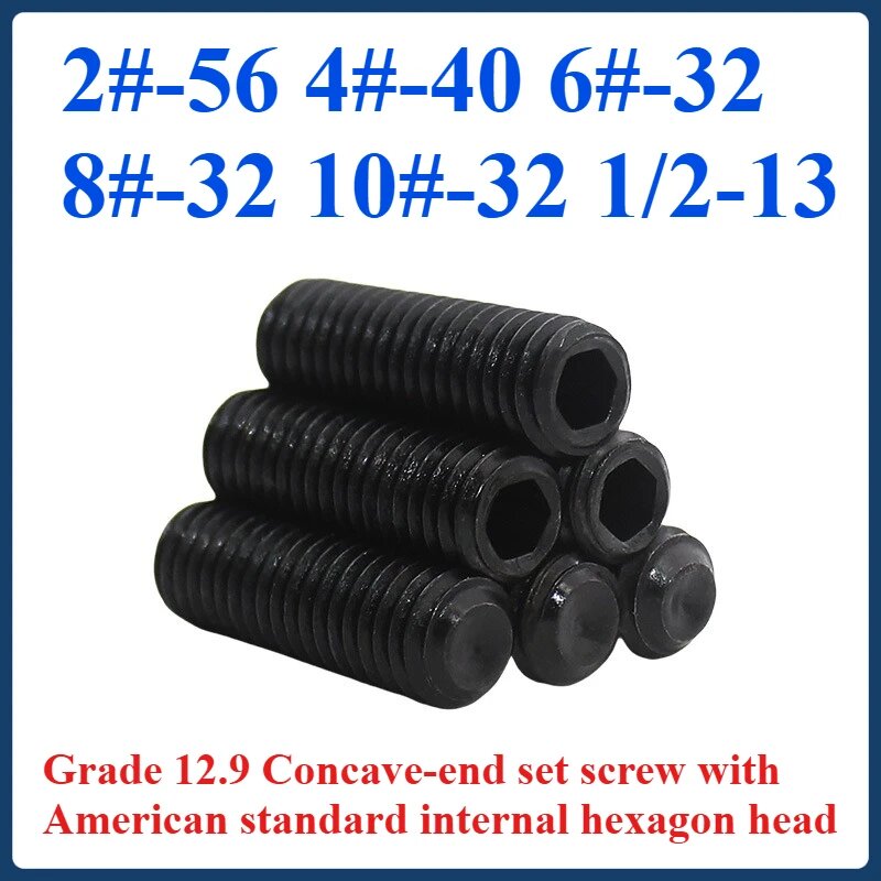 Стальные установочные винты с вогнутым концом 12.9 M2.5-M10