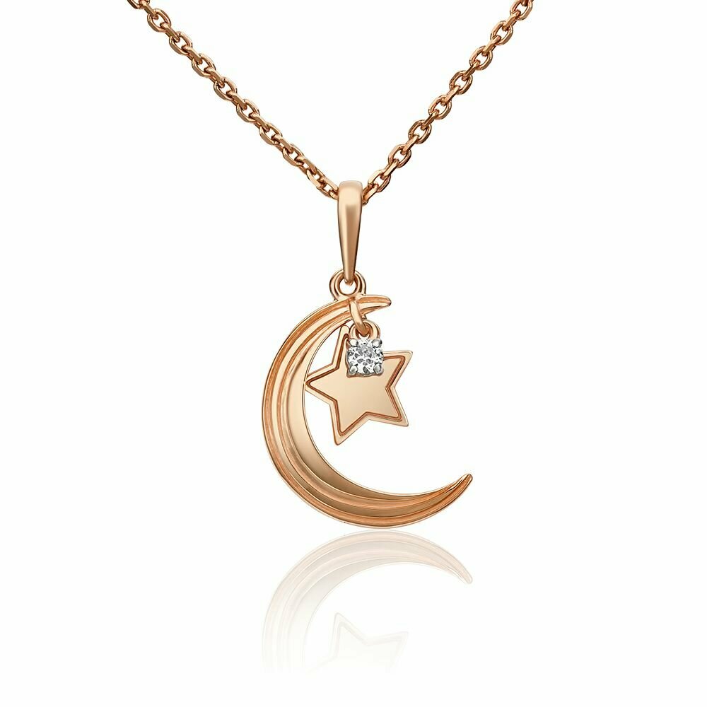 Подвеска, красное золото, 585 проба, фианит