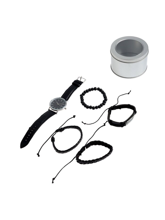 Подарочный набор мужской «Патрон» 2 в 1: наручные кварцевые часы, браслеты