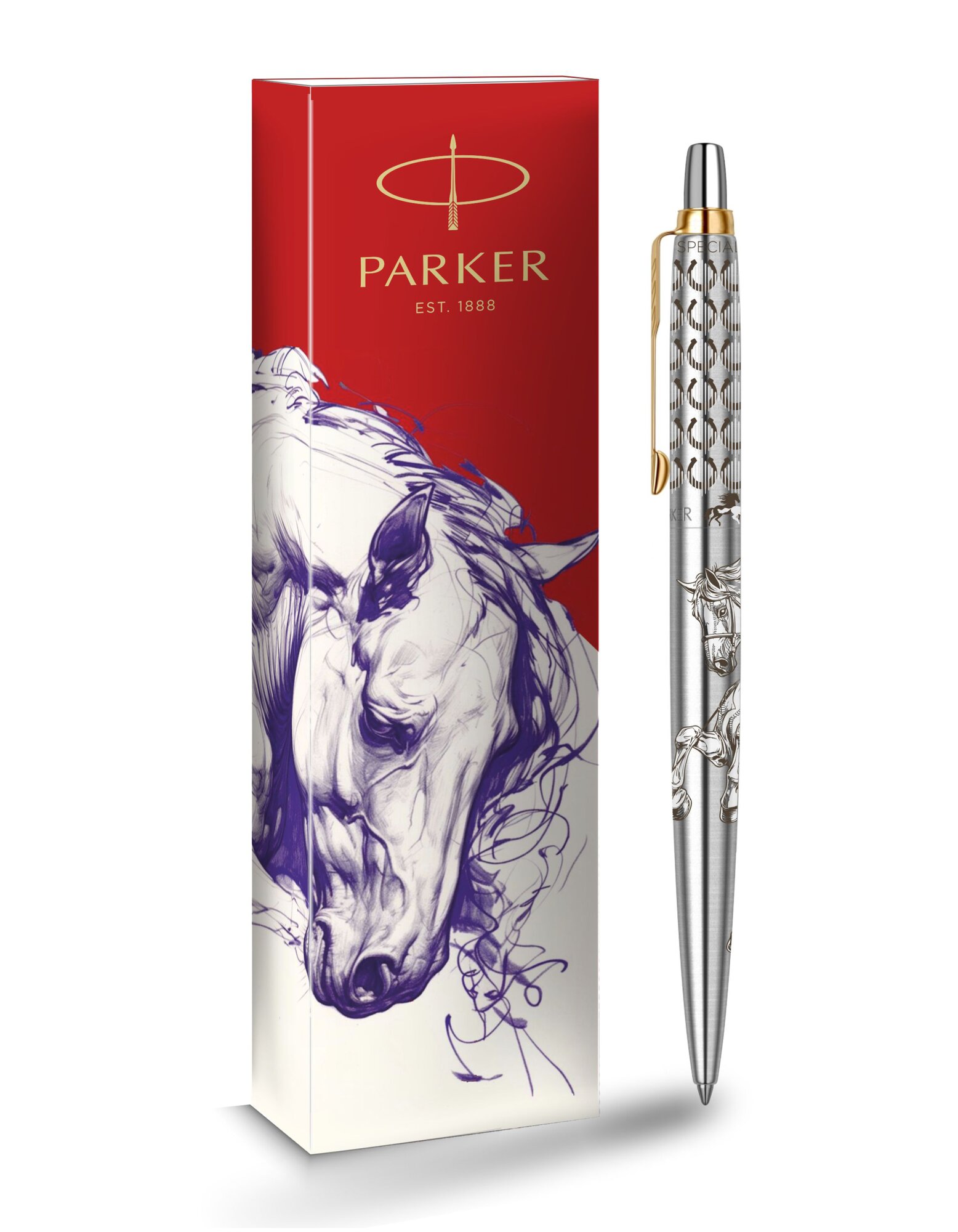 Шариковая ручка Parker Jotter Horse Special Edition, цвет: St. Steel GT в подарочной коробке 1953182_LE26