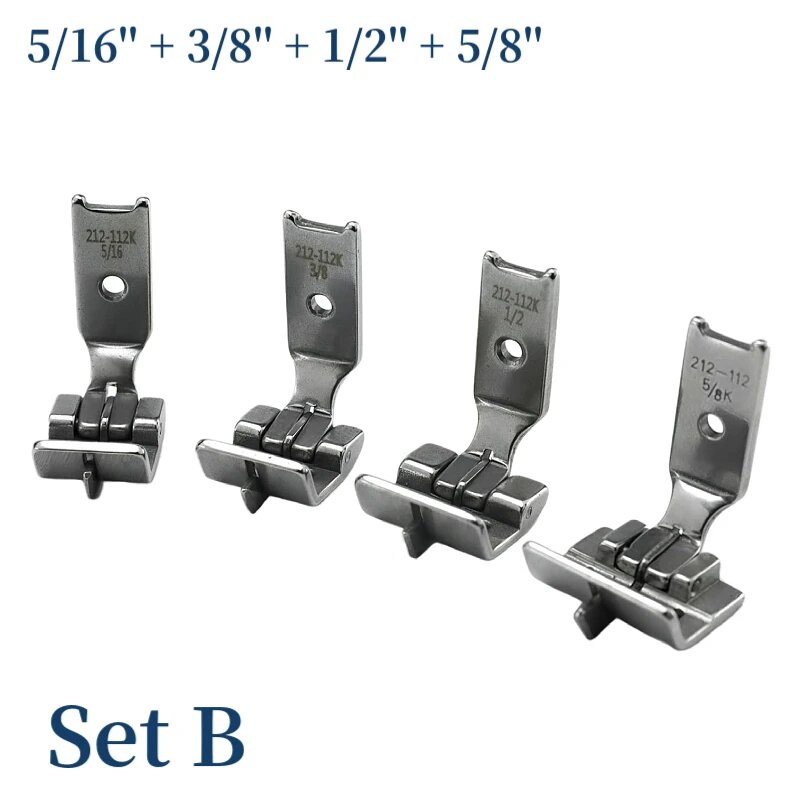 Комплект прижимных лапок для швейных машин JUKI 1162, BROTHER 842, 845, SINGER 212, JACK 58450 Set B