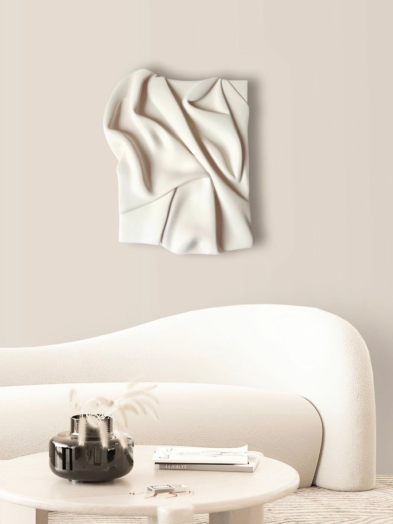 Скульптурное гипсовое арт-панно, cовременный рельеф 47x38 см