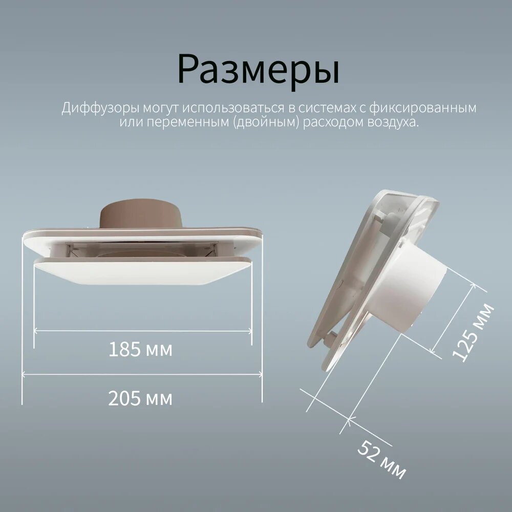Диффузор ДПУ 125 серии Design Kernick ДПУ125 долговечные материалы, пластиковый корпус, белый цвет, воздушный поток — фото 1