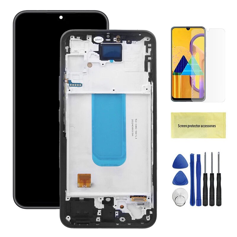 Супер AMOLED-экран для Samsung Galaxy A34 A346B A346B/DS ЖК-дисплей цифровой сенсорный экран с рамкой для Samsung A34 в сборе OLED With Frame