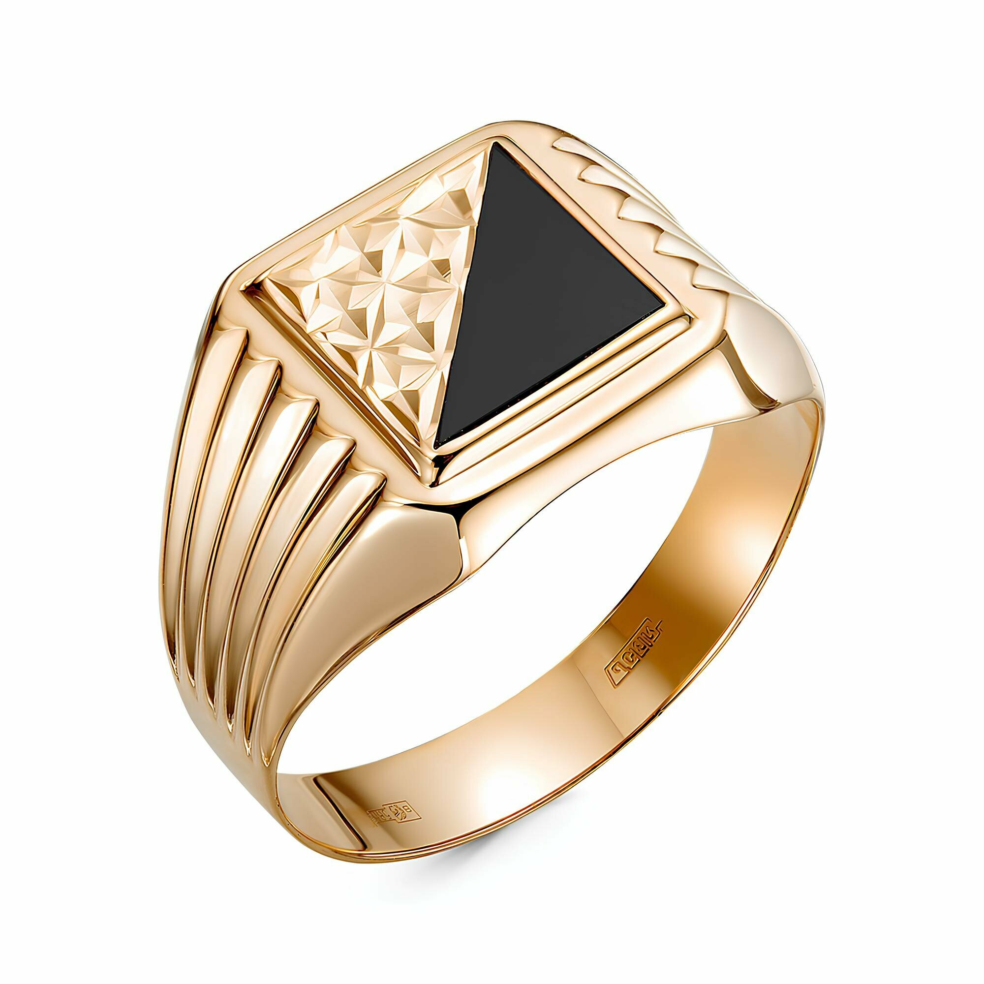 Печатка, красное золото, 585 проба, гравировка, фианит