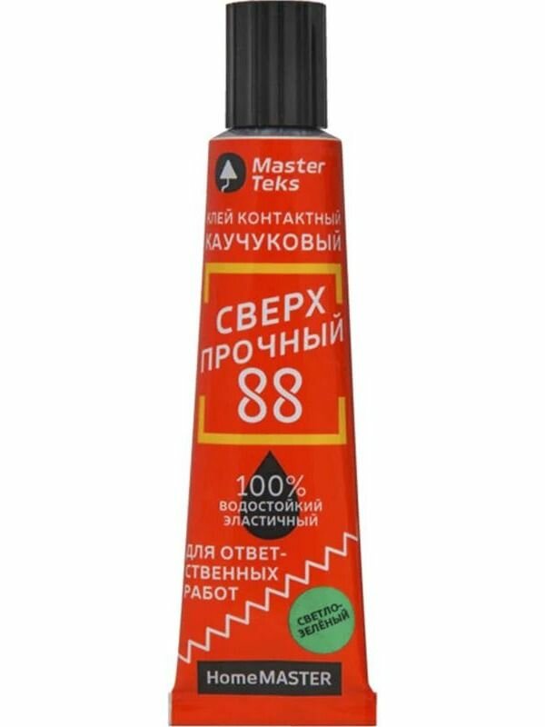 Клей контактный MasterTeks каучуковый 88, сверхпрочный, светло-зеленый, универсальный, водостойкий, 40 гр