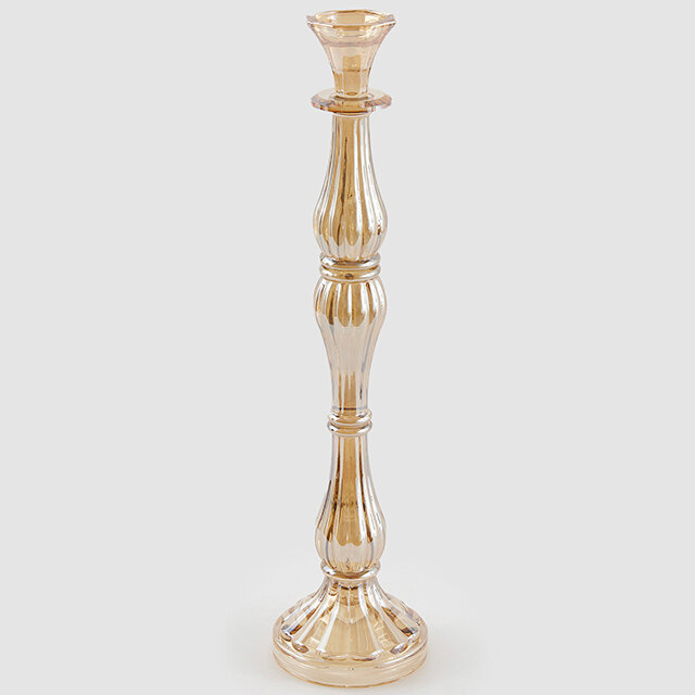 Декоративный подсвечник-канделябр на 1 свечу Cristallerie 41 см шампань, EDG (ЭДГ), 4400063A247