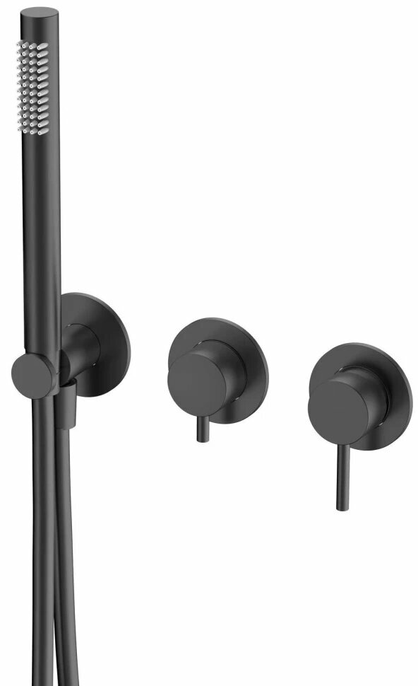 Смеситель для ванны AQUAme Siena AQM8805MB встраиваемый, с душевым гарнитуром, черный матовый