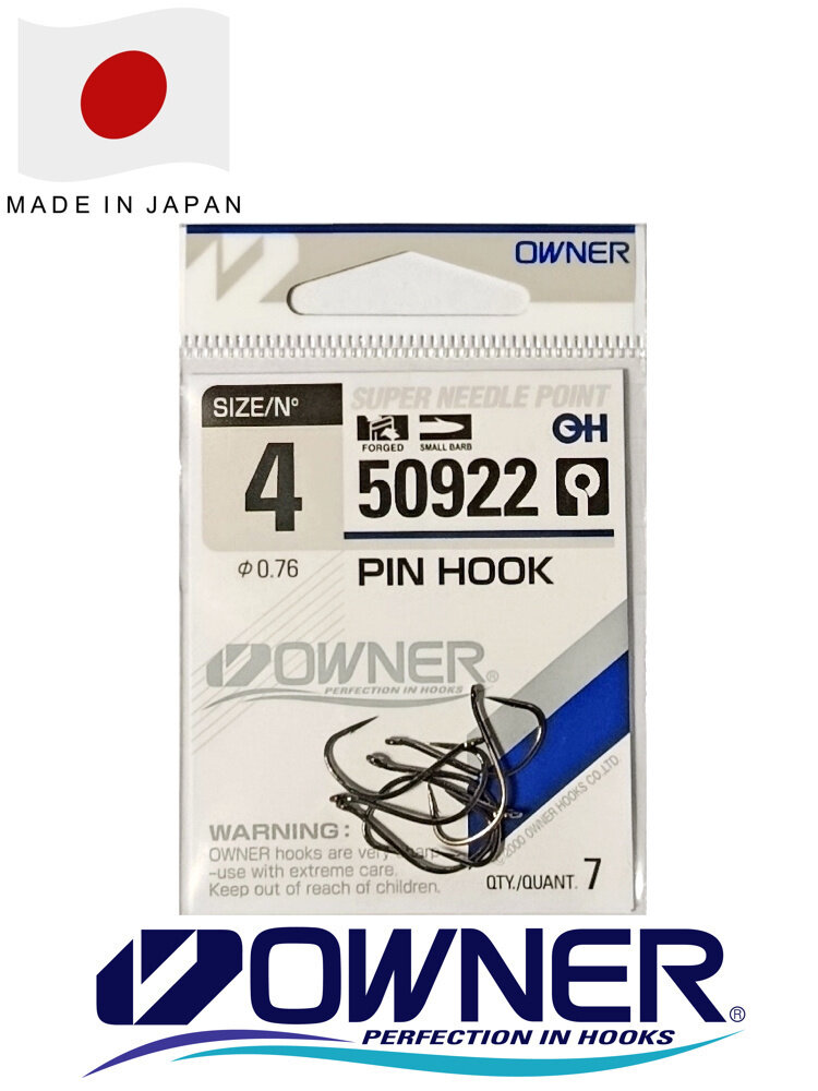 Крючки OWNER 50922 №4 PIN HOOK / Крючок, Овнер, одинарные для рыбалки