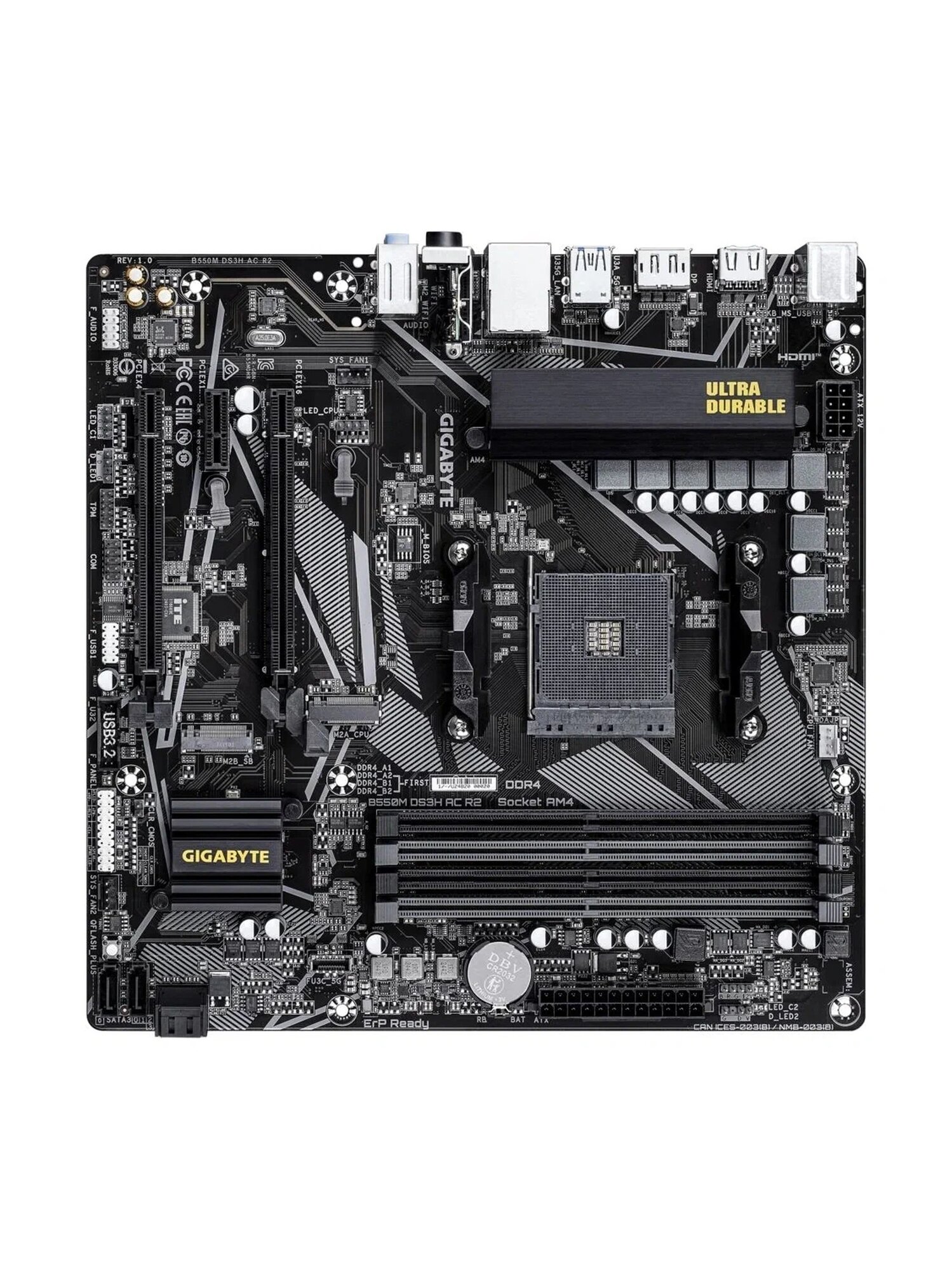 Материнская плата Gigabyte B550M DS3H AC R2, Soc-AM4, AMD B550, mATX