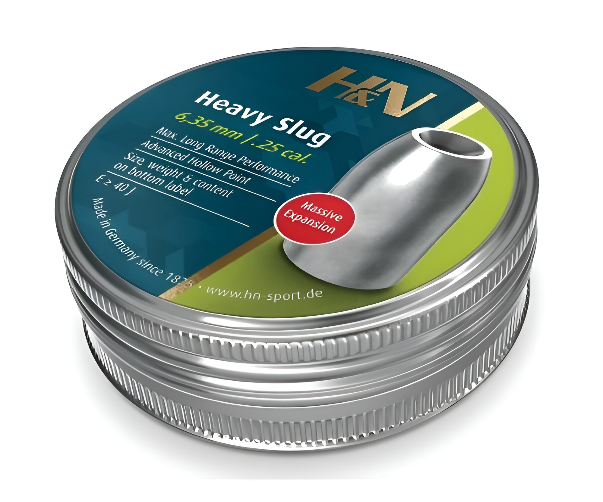 Пули полнотелые H&N Slug HP Heavy, 6,35 мм, 2,72 г (42 гран), 100 шт.