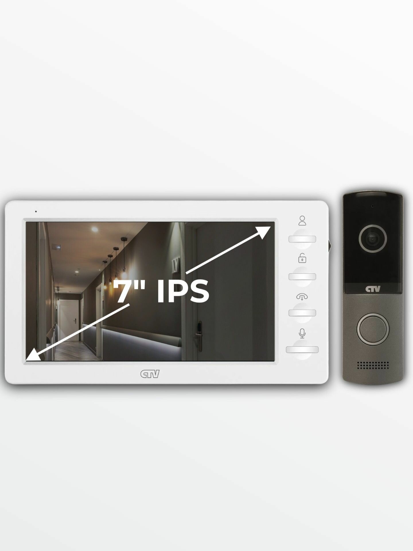 Комплект видеодомофон для квартиры: аналоговый монитор 7" CTV-M3702 Gamma + вызывная панель CTV-D4003NG, для дома или офиса, удаленное открытие замка, подключение к подъездному домофону