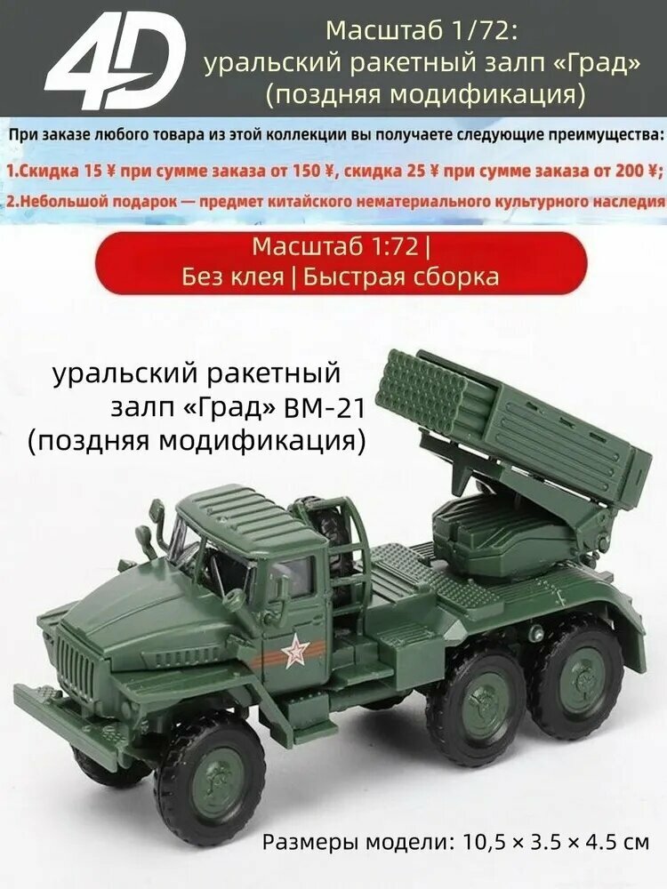 BM-21-2 Масштаб 1/72: уральский ракетный залп (поздняя модификация)