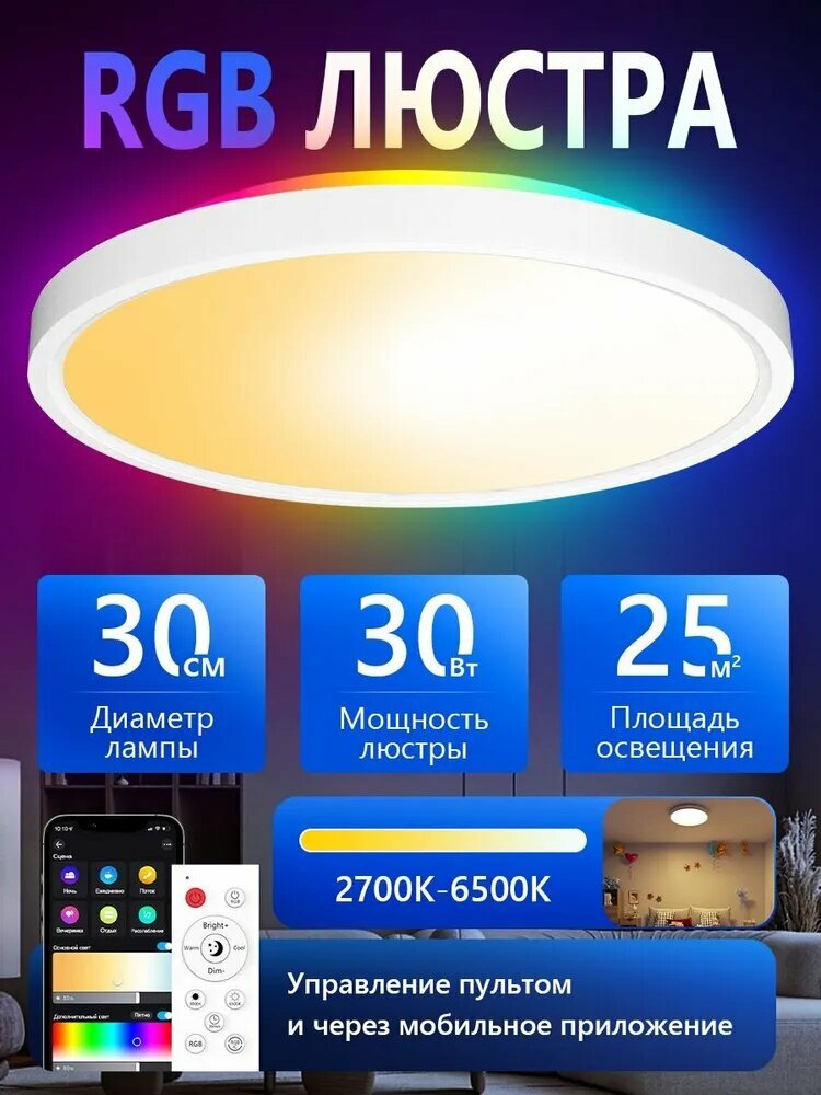Xiaomi Потолочный светильник, LED, 30 Вт