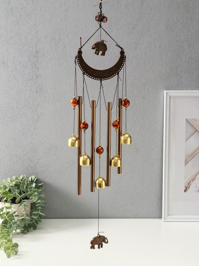 Музыка ветра «Ожерелье и слон», 4 трубки 5 колокольчиков, 54 см