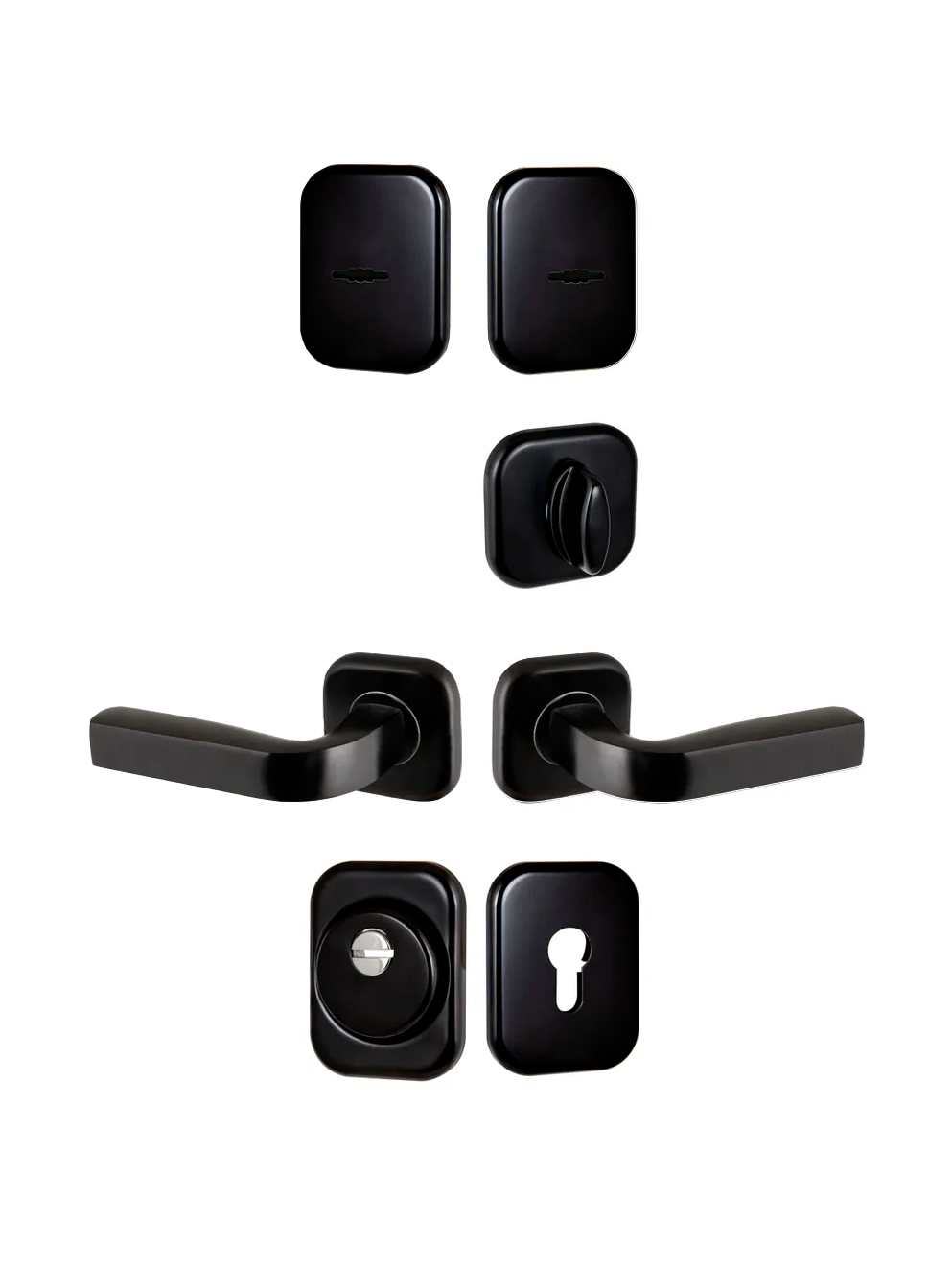 Комплект на входную дверь Fuaro ручка TOR XL, 2 накладки 486-C SQ XL 486-S SQ XL, броненакладка 4286 SQ XL, поворотная ручка BKW8x75 XL