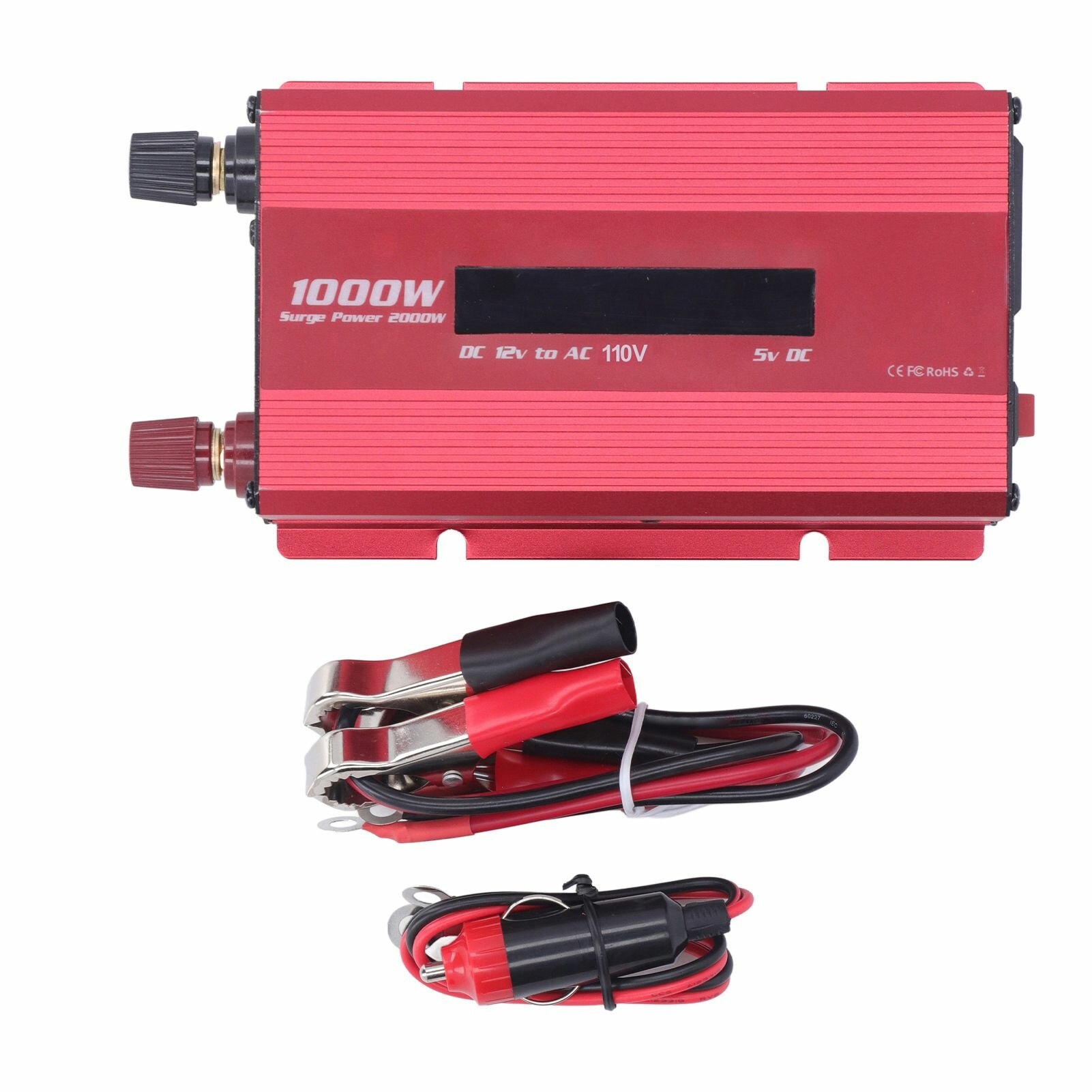 Инвертор 1000Вт DC12V-AC110V синус, розетка+USB