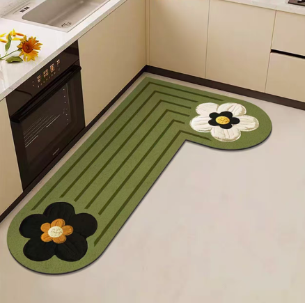 Диатомовые грязевые водостойкие и цветок кухонные коврики,120*80cm, Прямоугольник, Налево