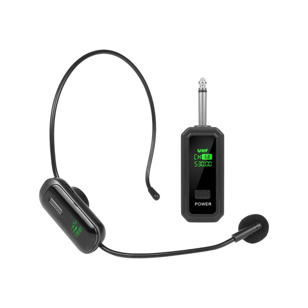 2.4G Беспроводная петличная и головная микрофонная система (2 приемника), Наденьте 1 на голову