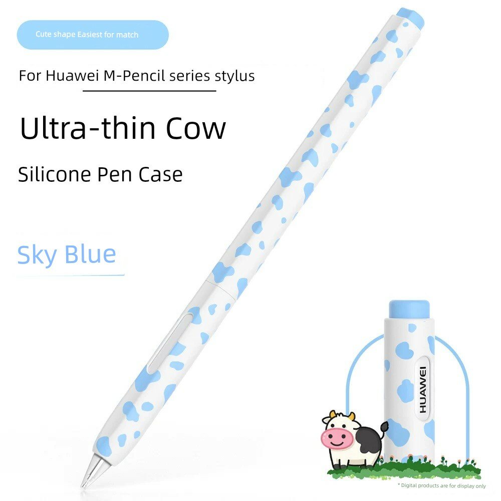 Чехол-накладка небесно-голубого цвета с коровьим узором для Huawei M-Pencil 1/2/3, совместимость с MatePad