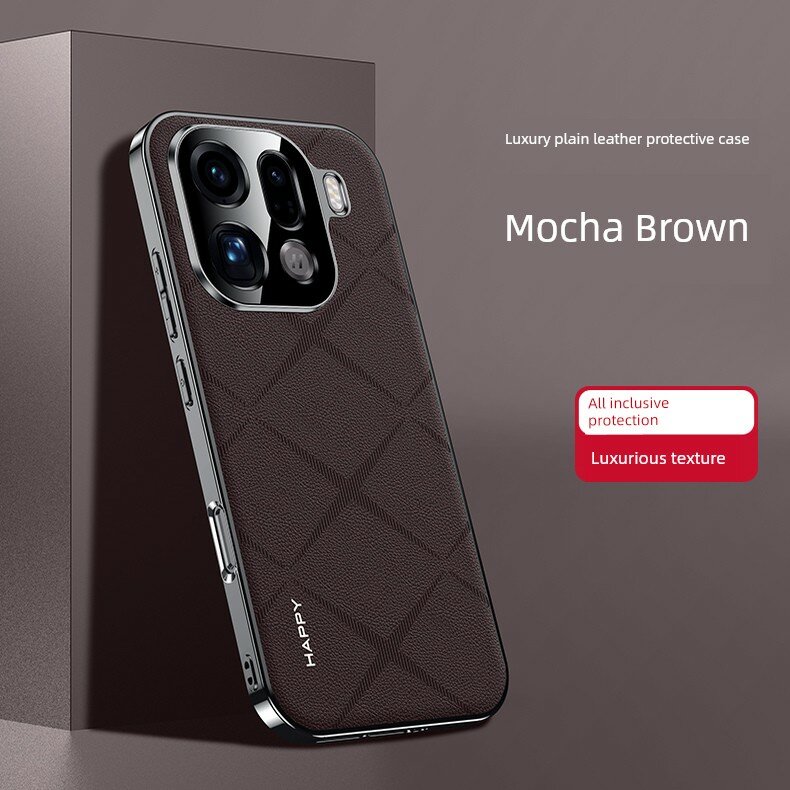 OPPO Find X9 Pro Стандартный чехол Мокка-коричневый Немагнитный Кожаный чехол тонкий Ударопрочный