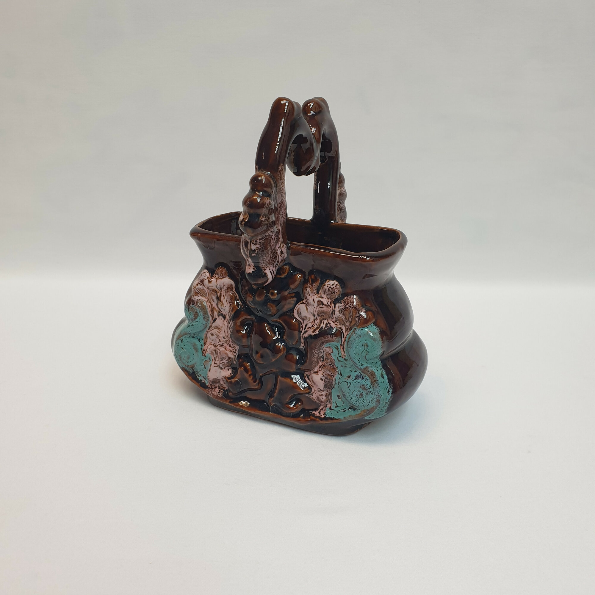 Ваза декоративная для мелочей 18 см, Орловская обливная керамика. Винтаж, СССР.