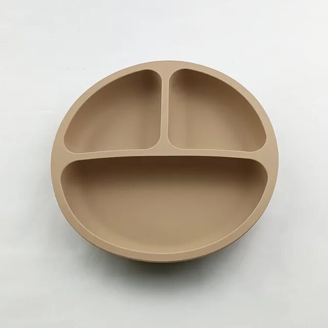 Детская безопасная силиконовая тарелка на присосках с мультяшным рисунком, посуда для кормления малышей, тренировочная посуда в стиле ретро с улыбающимся лицом.