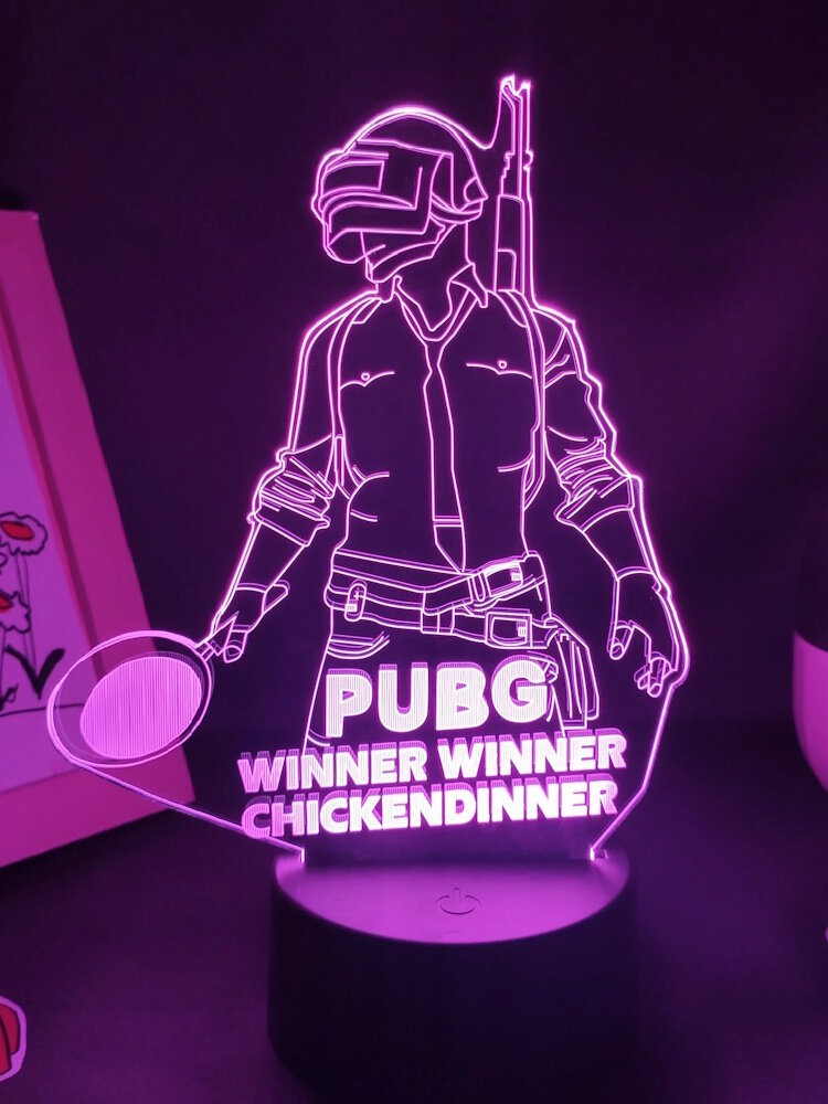 Ночник Игра Пабг - PUBG: Battlegrounds. Подарок геймеру — декор для игровой комнаты с символикой популярных игр, узнаваемыми персонажами и атмосферой киберспорта.