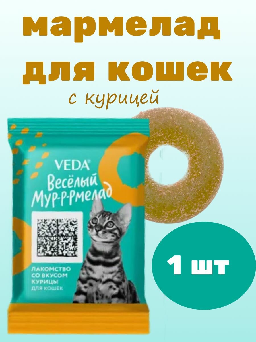 Лакомства VEDA Веселый мур-р-рмелад с кошачьей мятой для кошек 6г