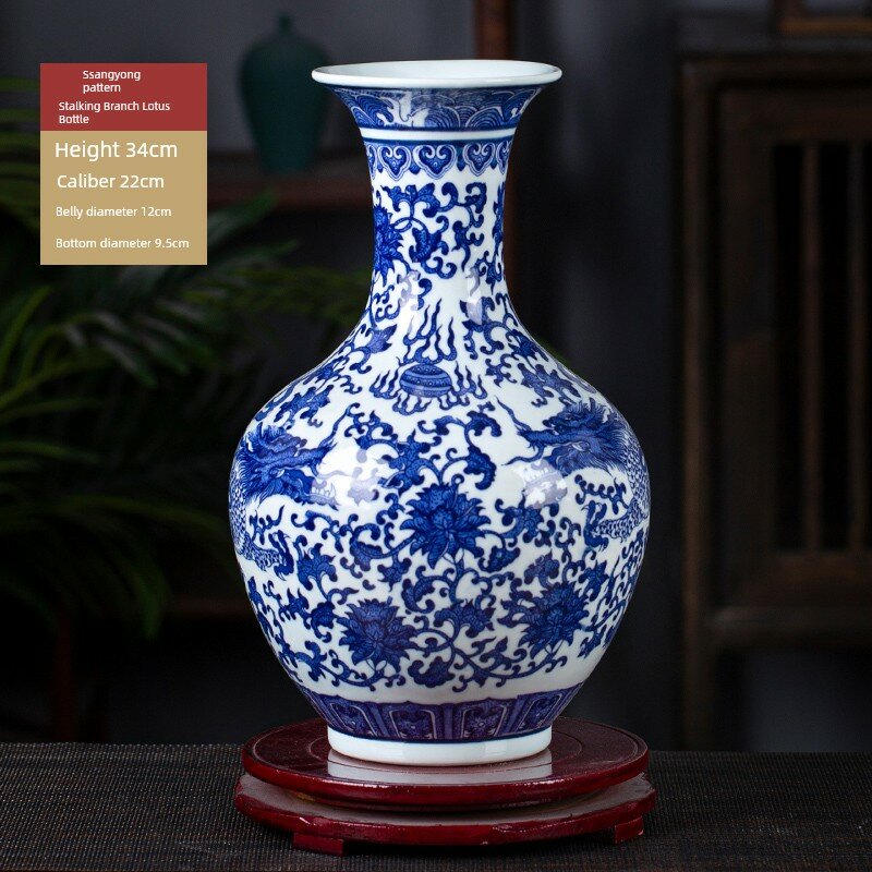Цзиндэчжэнь, синий и белый фарфор, антикварные фарфоровые вазы, украшения, китайские украшения для гостиной, ваза,