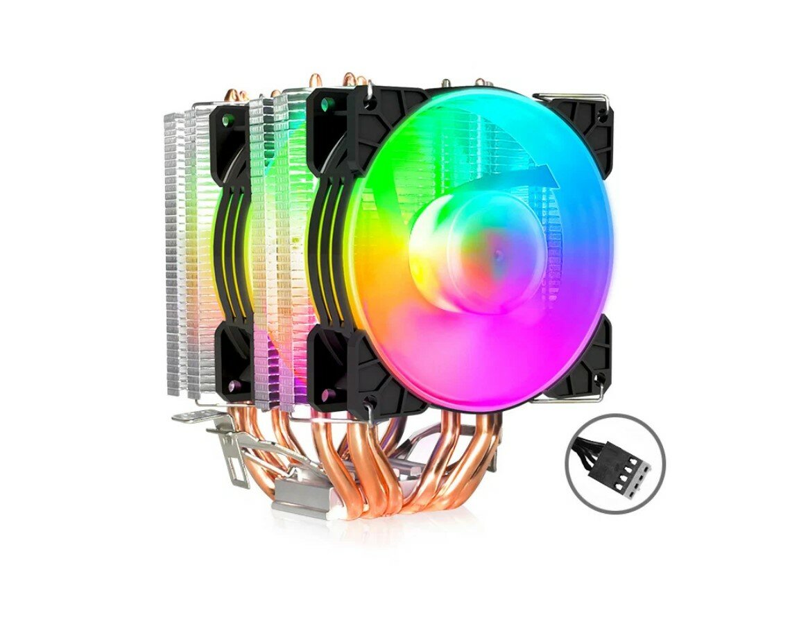 Кулер охлаждение MyPads MX-6 для процессора Intel/ AMD с подсветкой RGB120 RGB поддержка сокета LGA 1150/1151/ AM4с