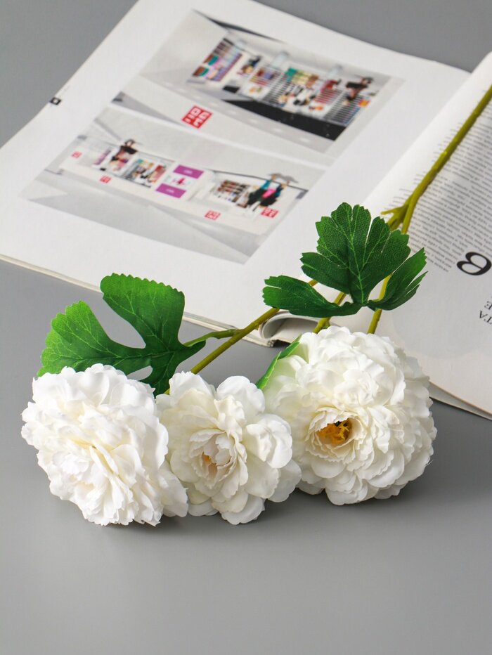 Цветы искусственные "Хризантема волнистая галант" d-8 см 58 см, белый 10935354