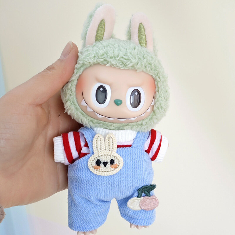 Набор брюк подходит для одежды Labubu Красная футболка синие вельветовые брюки [без ребенка]_Применимо 17 см