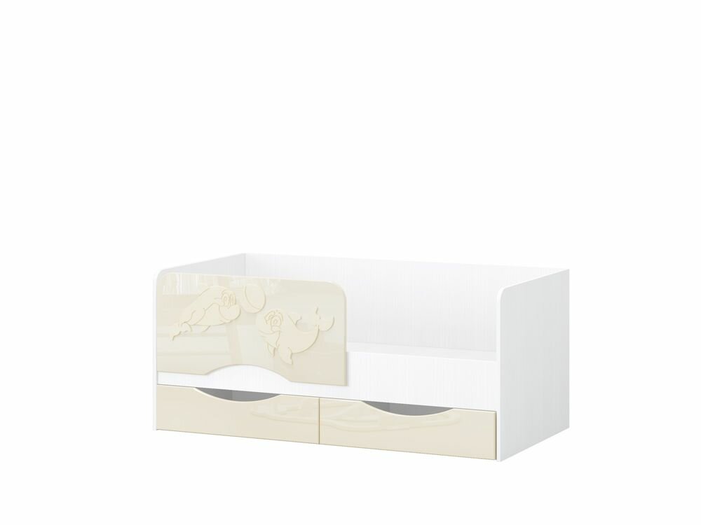 Кровать детская Дельфин-2 МДФ (сп. место 0,8х1,6 ), дуб белый / ваниль глянец (Регион 058)