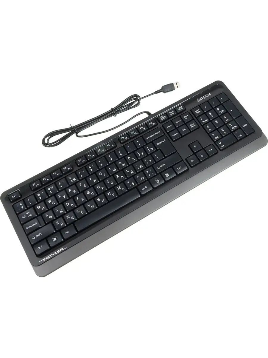 Клавиатура A4Tech FK10 FStyler серая/черная, USB, английская/русская раскладка