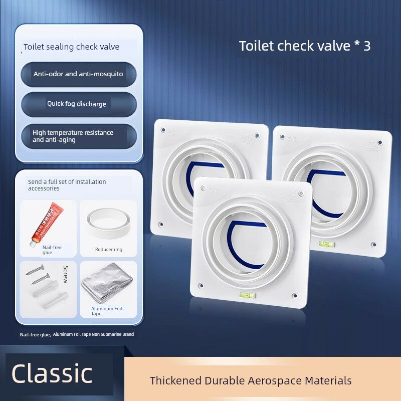 Классический набор обратных клапанов для ванной комнаты: 3 шт, система вентиляции против запаха, универсальная