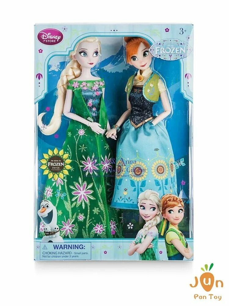 Кукла шарнирная Disney Store Frozen Elsa And Anna / Детский 12-дюймовый кукольный набор из двух упаковок с коллекционными куклами в модных костюмах, подходящий для детей от 3 лет и старше.