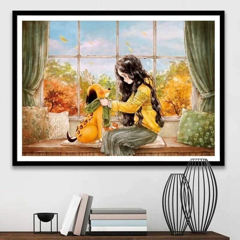 Эксклюзивный комплект для вышивки крестом Девушка в шарфе 54х73 см 11CT 3 нити