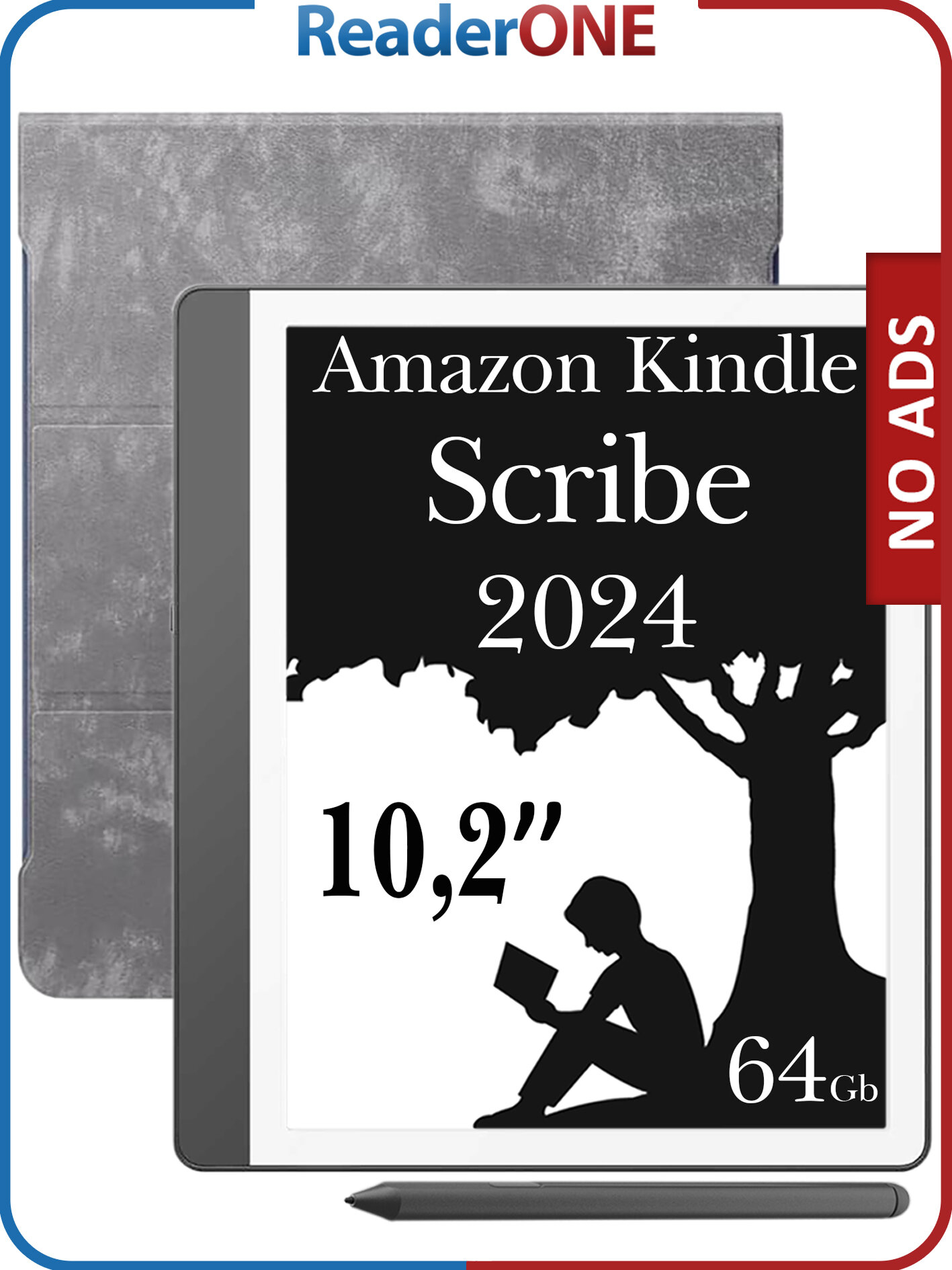 Электронная книга Amazon Kindle Scribe 2024, 64Gb, 10,2", Tungsten + обложка Premium Grey