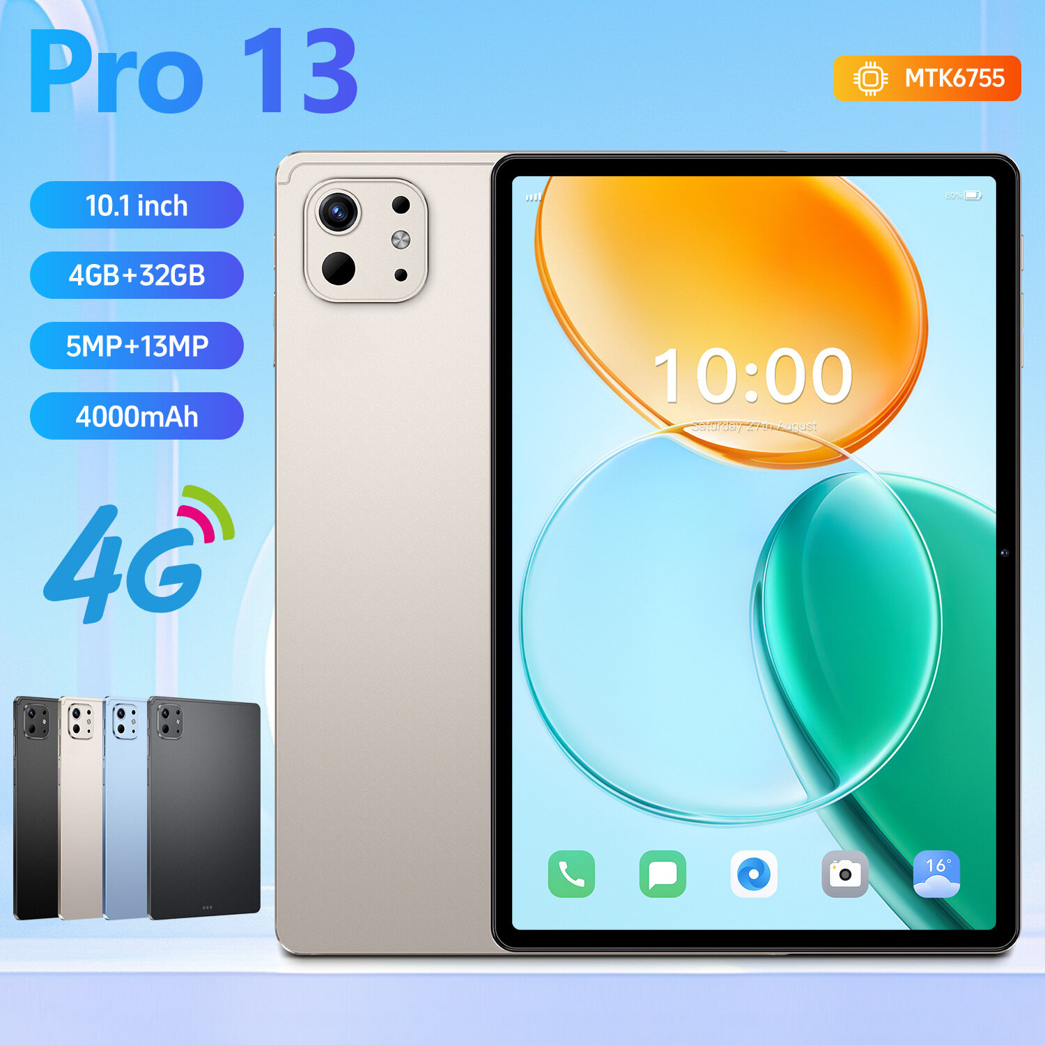 Планшет Pro 13 оснащен 16 ГБ оперативной памяти и 1 ТБ встроенной памяти, поддерживает две SIM-карты в режиме ожидания, имеет сверхбольшой 10,1-дюймовый экран и поддержку OTG.