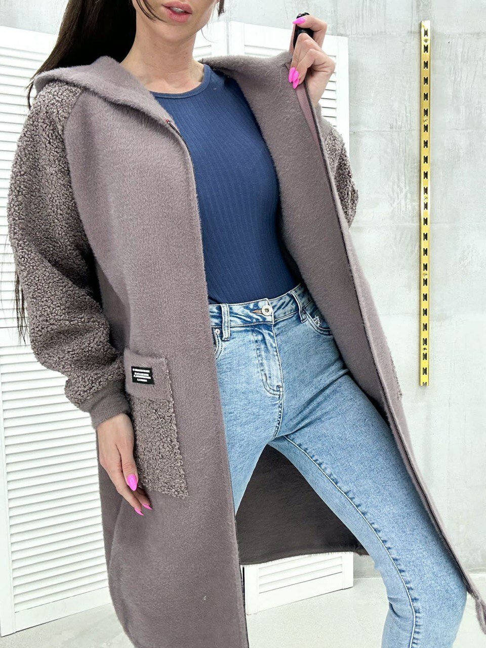 Пальто из искусственной альпаки