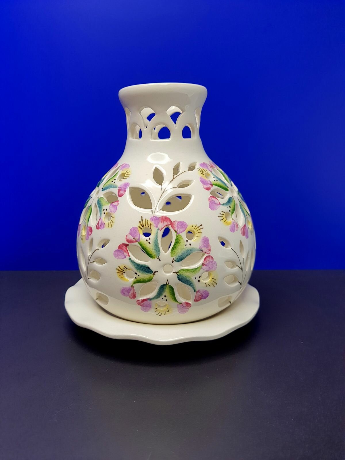 Винтажный подсвечник ваза, авторская роспись, СССР 70е