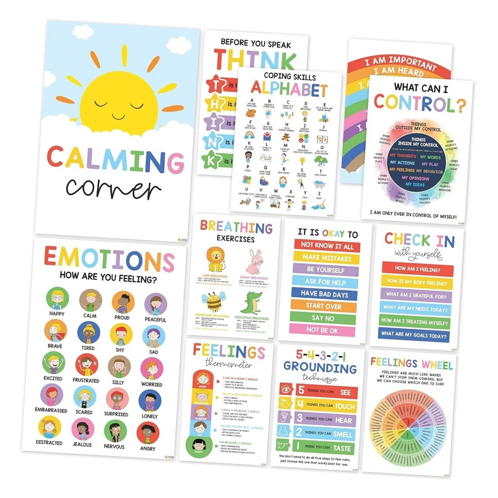 Классная Комната Психическое Здоровье Настенное Искусство Эмоциональная Круговая Диаграмма Для Детей Образовательный Инструмент Красочный Эмоциональный Плакат Прочные Бумажные Декоры