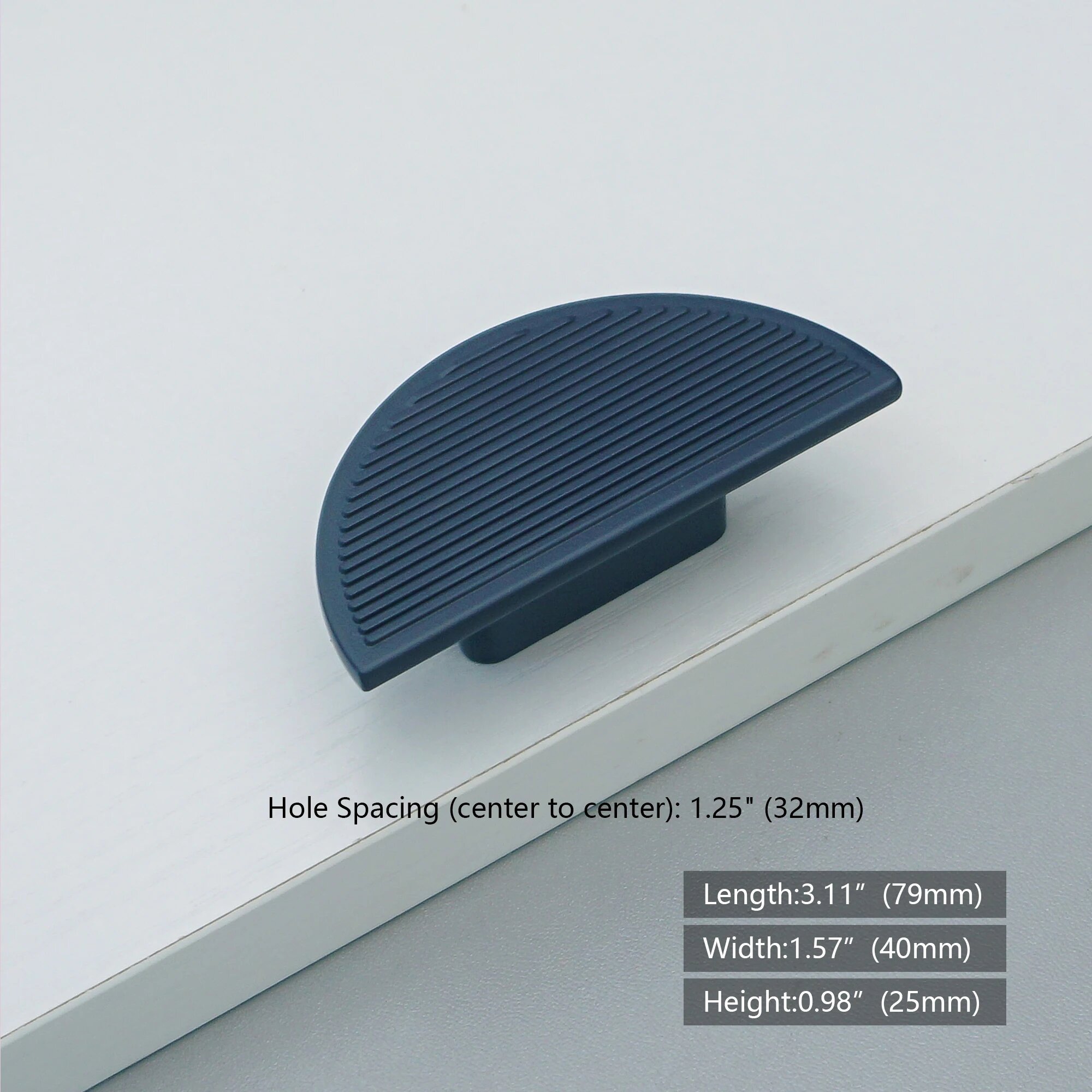 Ручки для шкафов полукруглые цинковые белые синие бежевые 32 мм Blue