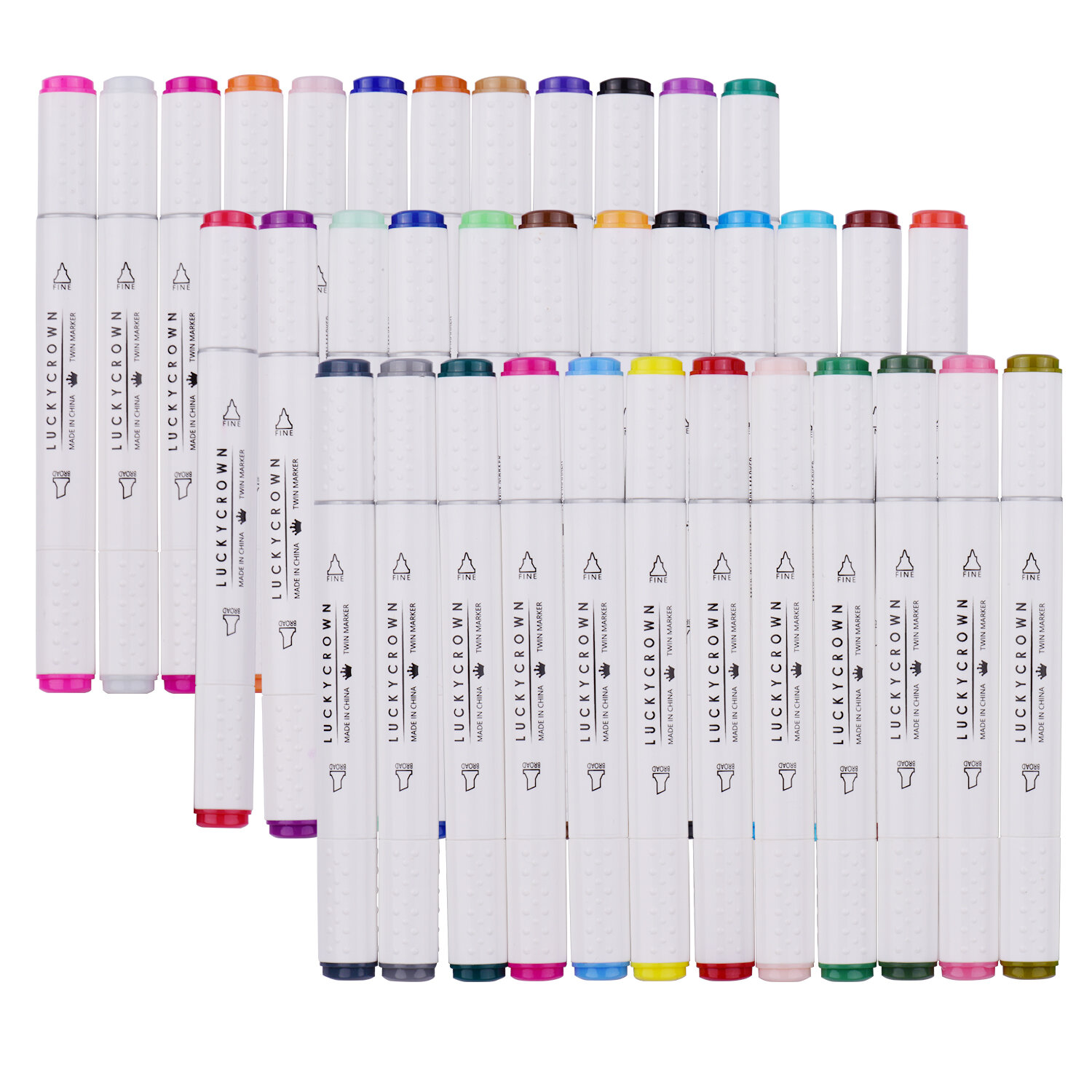 Маркеры-выделители с двойной наконечник 36 цветов, наконечники 2мм тонкий и 7мм дощечный, с коробкой для хранения, для взрослых и детей, для рисования, живописи, раскраски, выделения текста