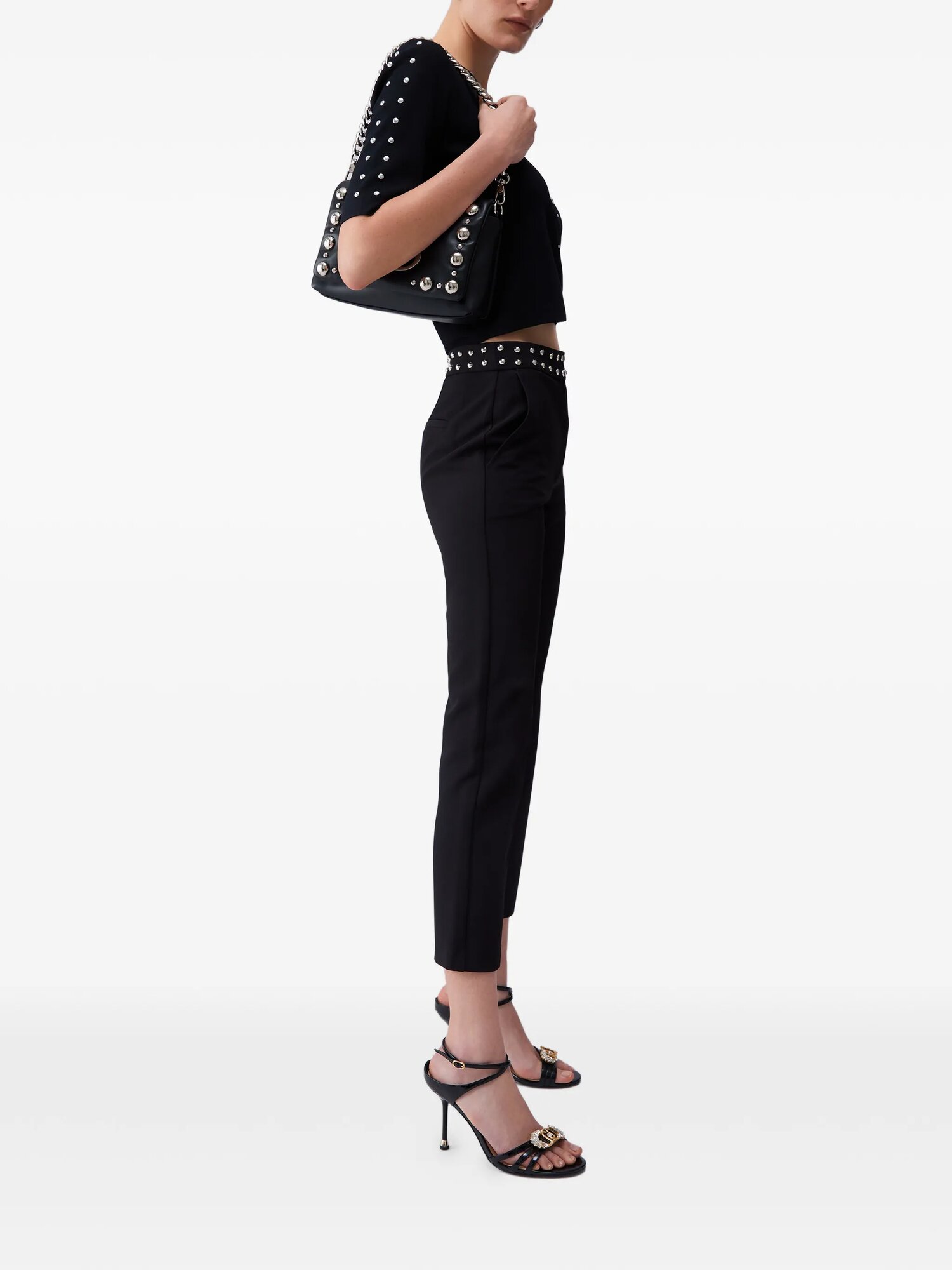 Брюки LIU JO Studded trousers, размер 48, black/black — фото 1